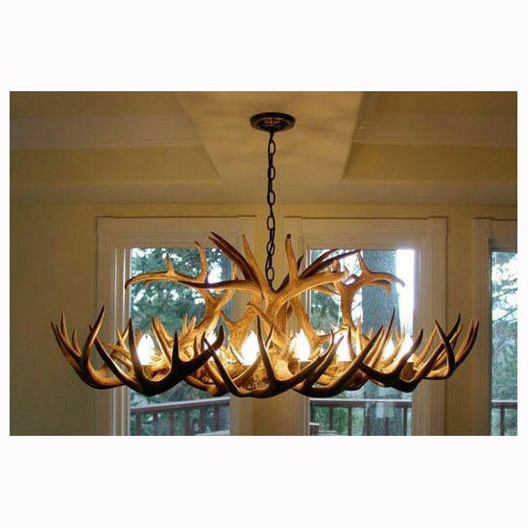 WTO Real Antler Whitetail Deer Oblong Chandelier Light, Rustic - Etsy