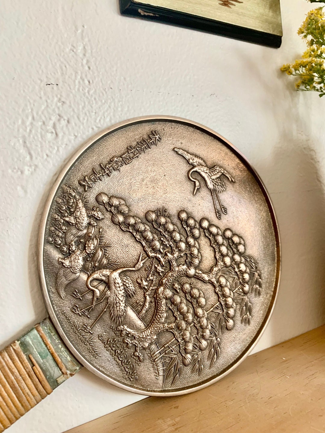 Antique Japanese Bronze Kagami Mirror Geisha Mirror Cranes - Etsy