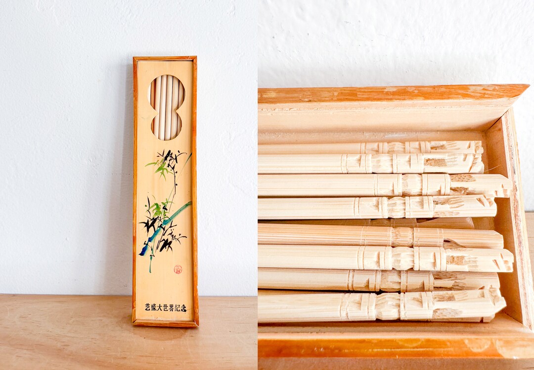 Carved Wood Chopsticks and Storage Box – Chopsticks Set With Case - Etsy
