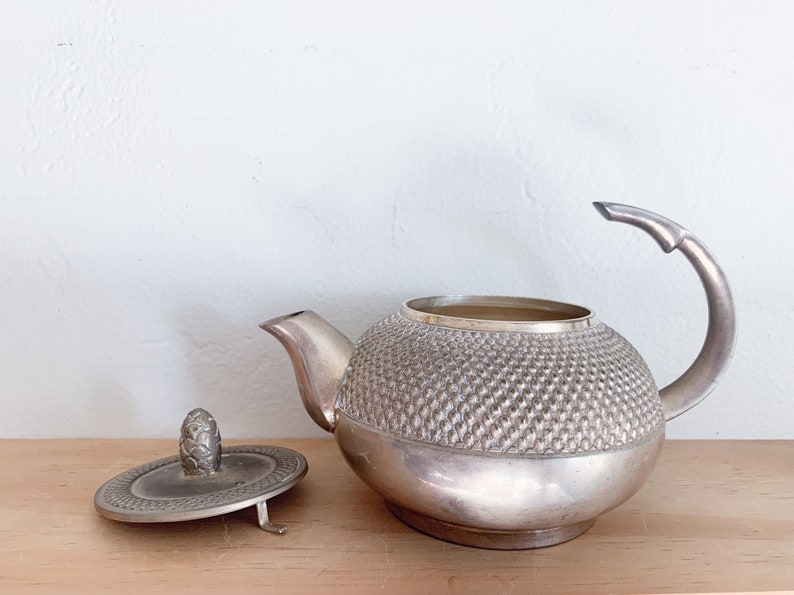 Vintage Silverplate Indian Teapot – Silver Kettle, Tetsubin Style ...