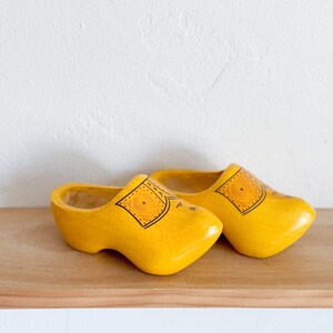 Vintage Yellow Painted Wooden Clogs – Mini Clogs, Dutch Decor, Holland ...