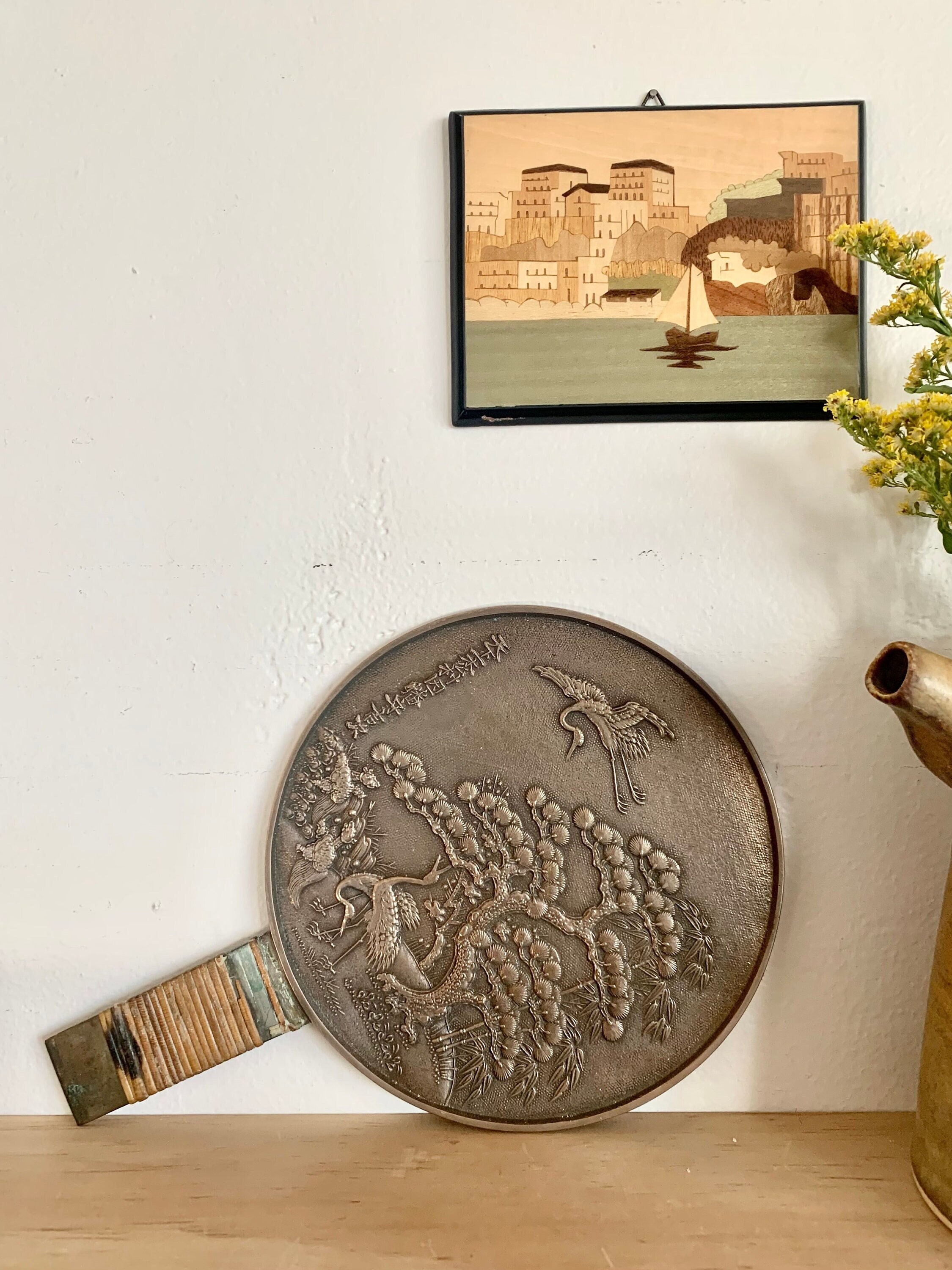 Antique Japanese Bronze Kagami Mirror Geisha Mirror Cranes - Etsy