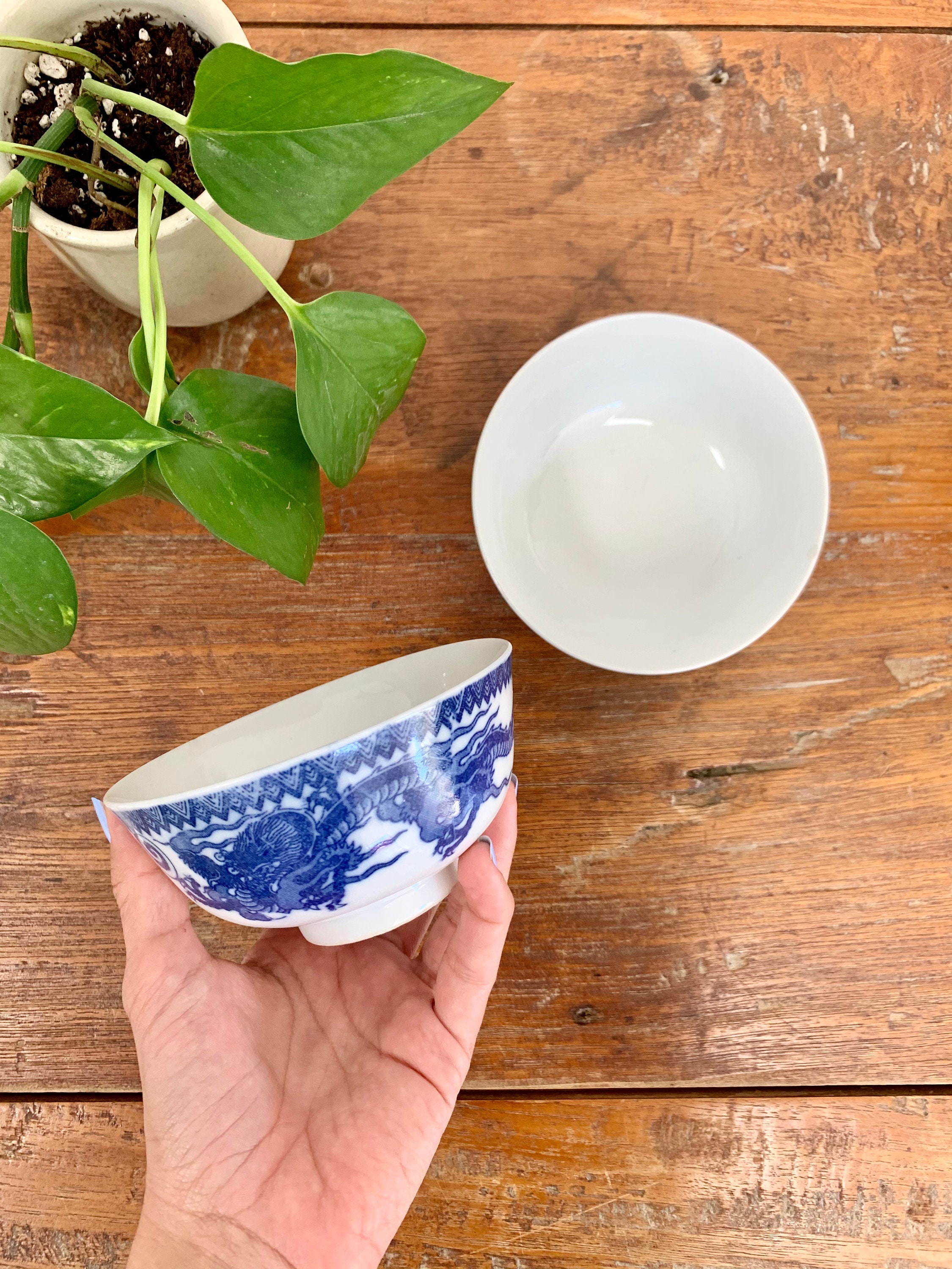 Vintage Asian Dragon Rice Bowls Set of 2 Asian Porcelain | Etsy