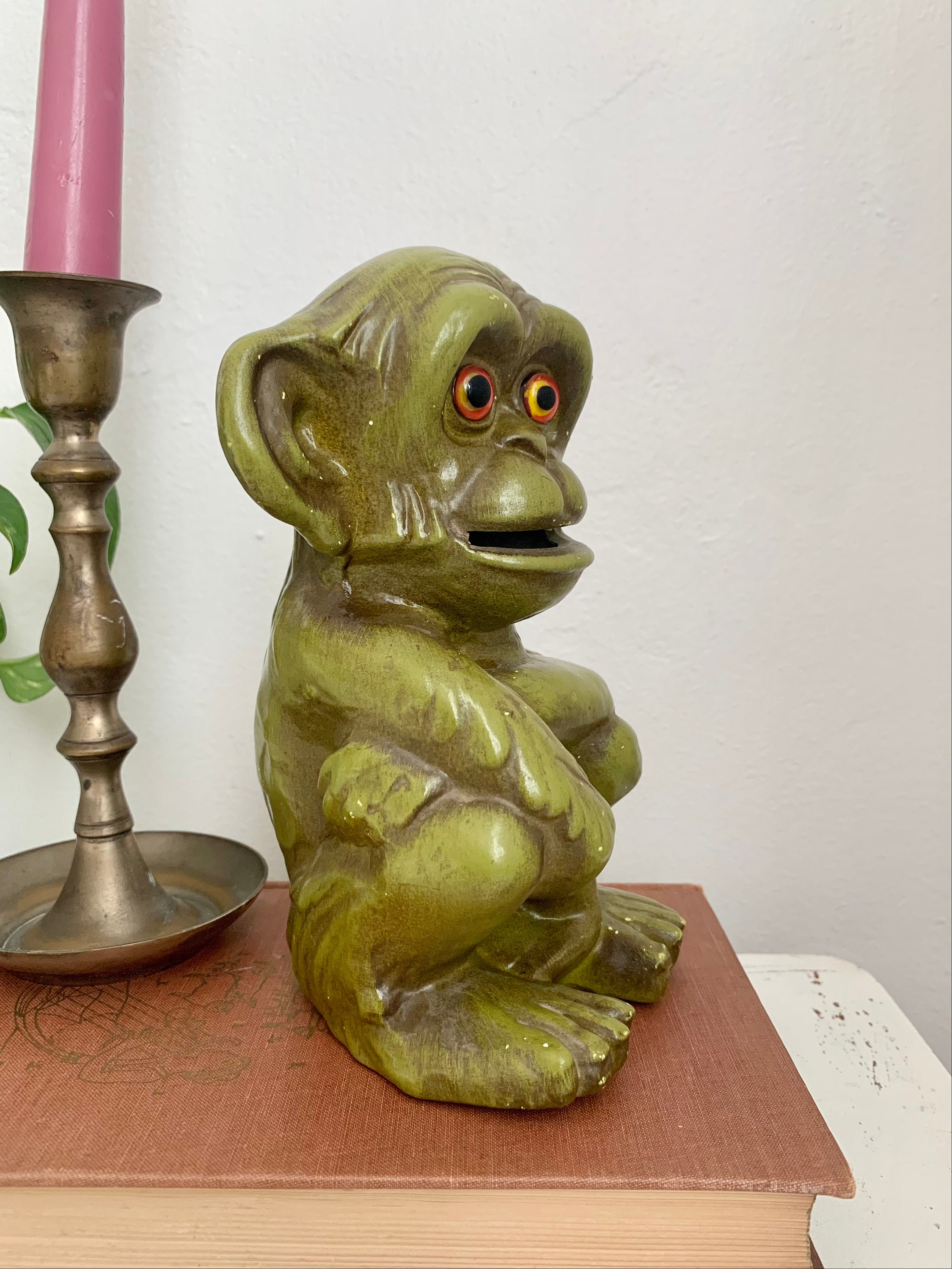 Rare Vintage Haeger Green Monkey Bank Piggy Bank Kids Room - Etsy