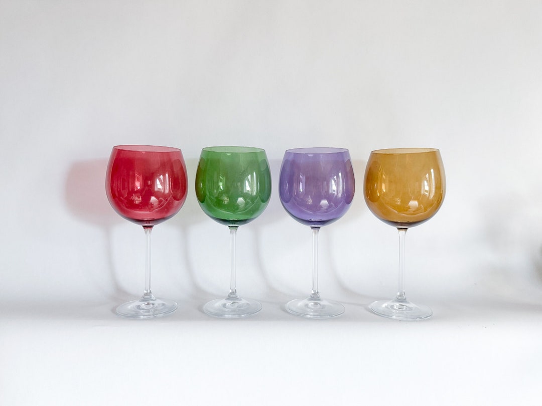 Vintage Multicolor Wine Glasses (set of 4) – Rainbow Glassware ...