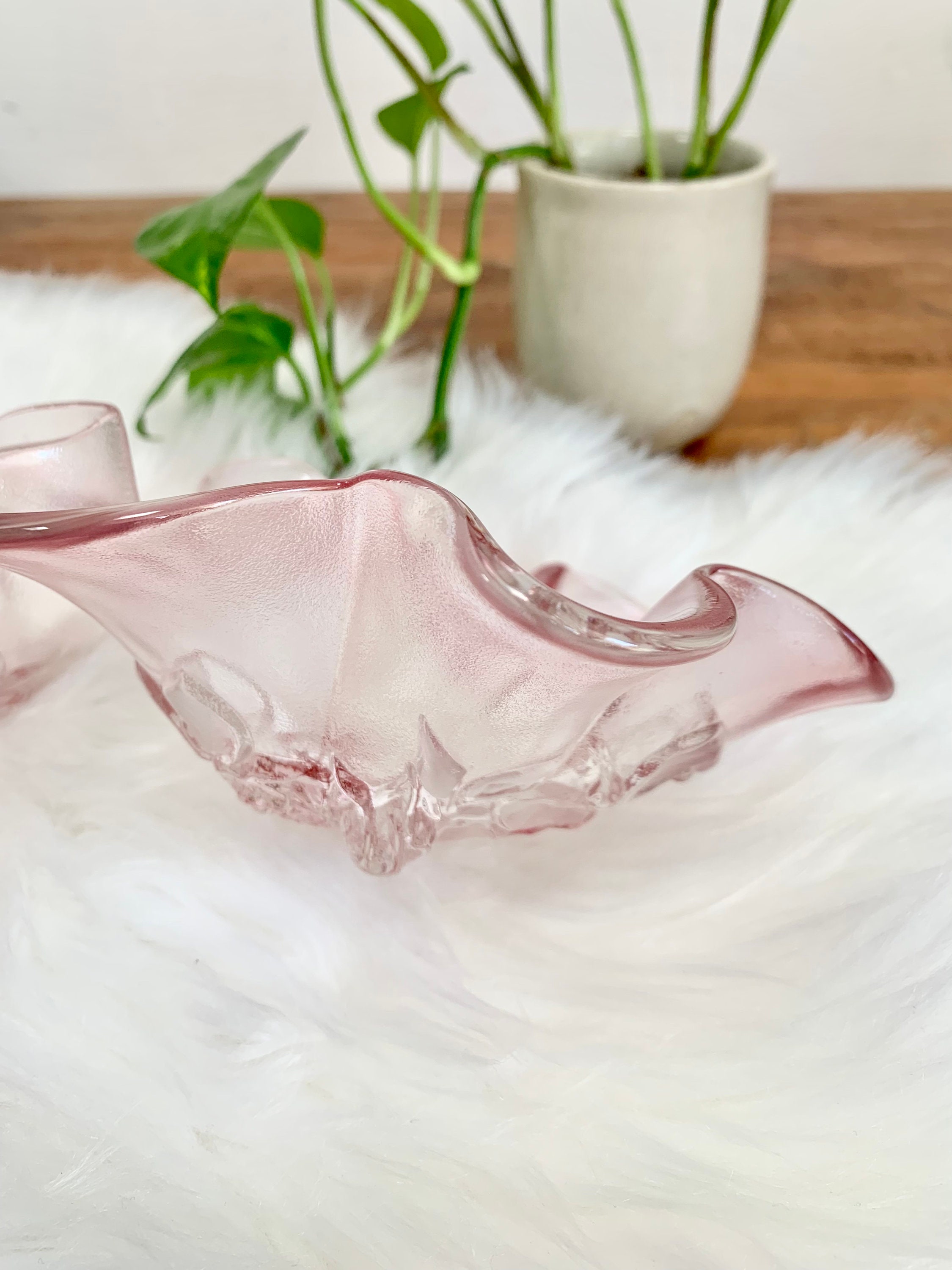 Vintage Pink Glass Candy Dish Pastel Serving Bowl Two - Etsy