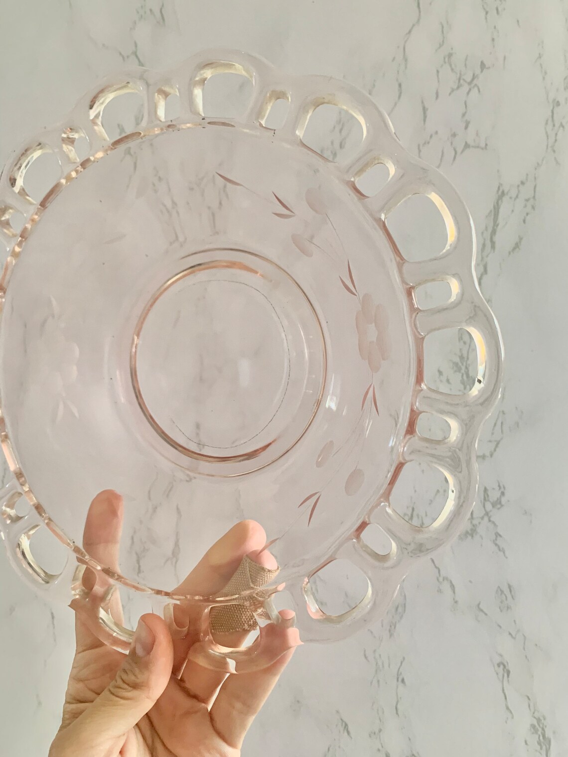 Vintage Pink Depression Glass Open Lace Bowl Candy Dish - Etsy