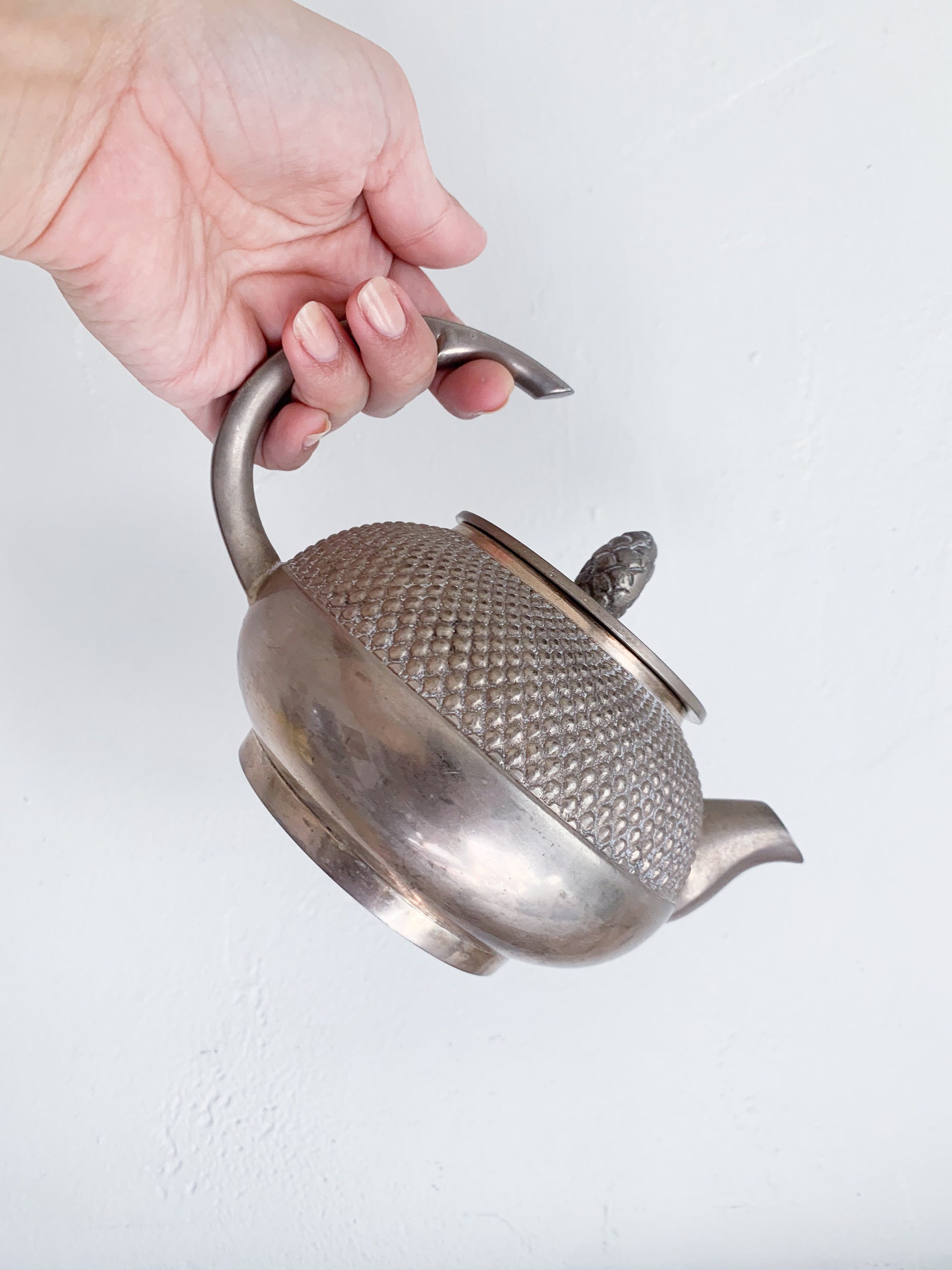 Vintage Silverplate Indian Teapot – Silver Kettle, Tetsubin Style ...