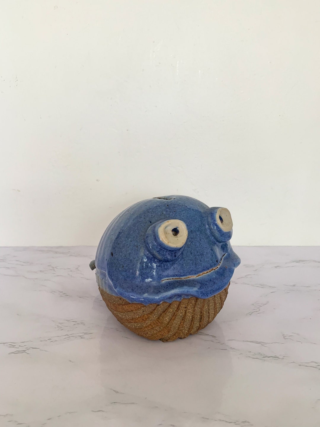 Vintage Pottery Pufferfish Coin Bank Fish Sculpture - Etsy