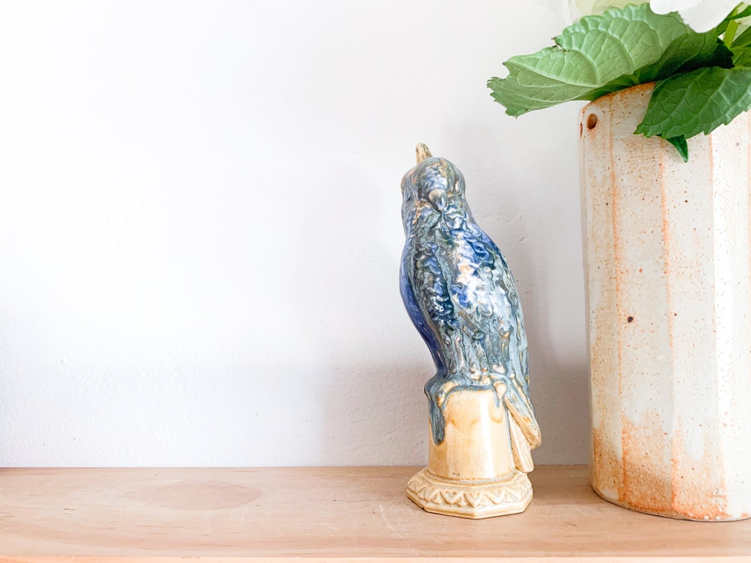 Vintage Ceramic Pottery Parakeet Sculpture – Bird Figurine, Blue ...