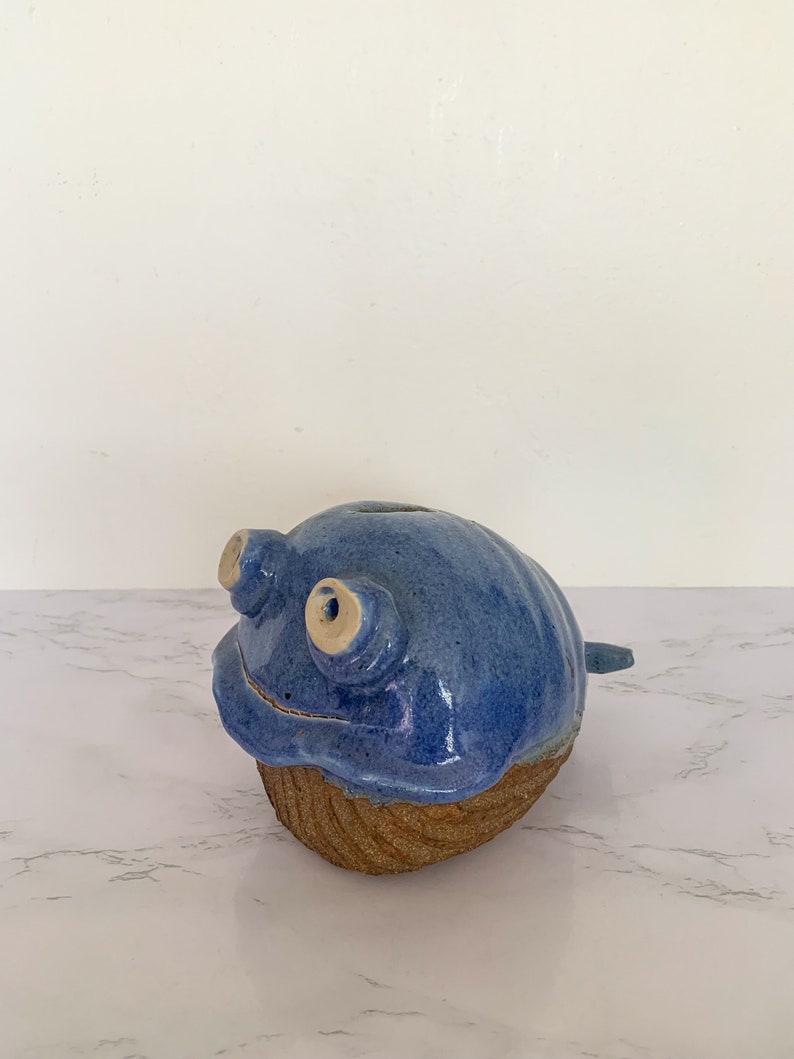 Vintage Pottery Pufferfish Coin Bank Fish Sculpture - Etsy