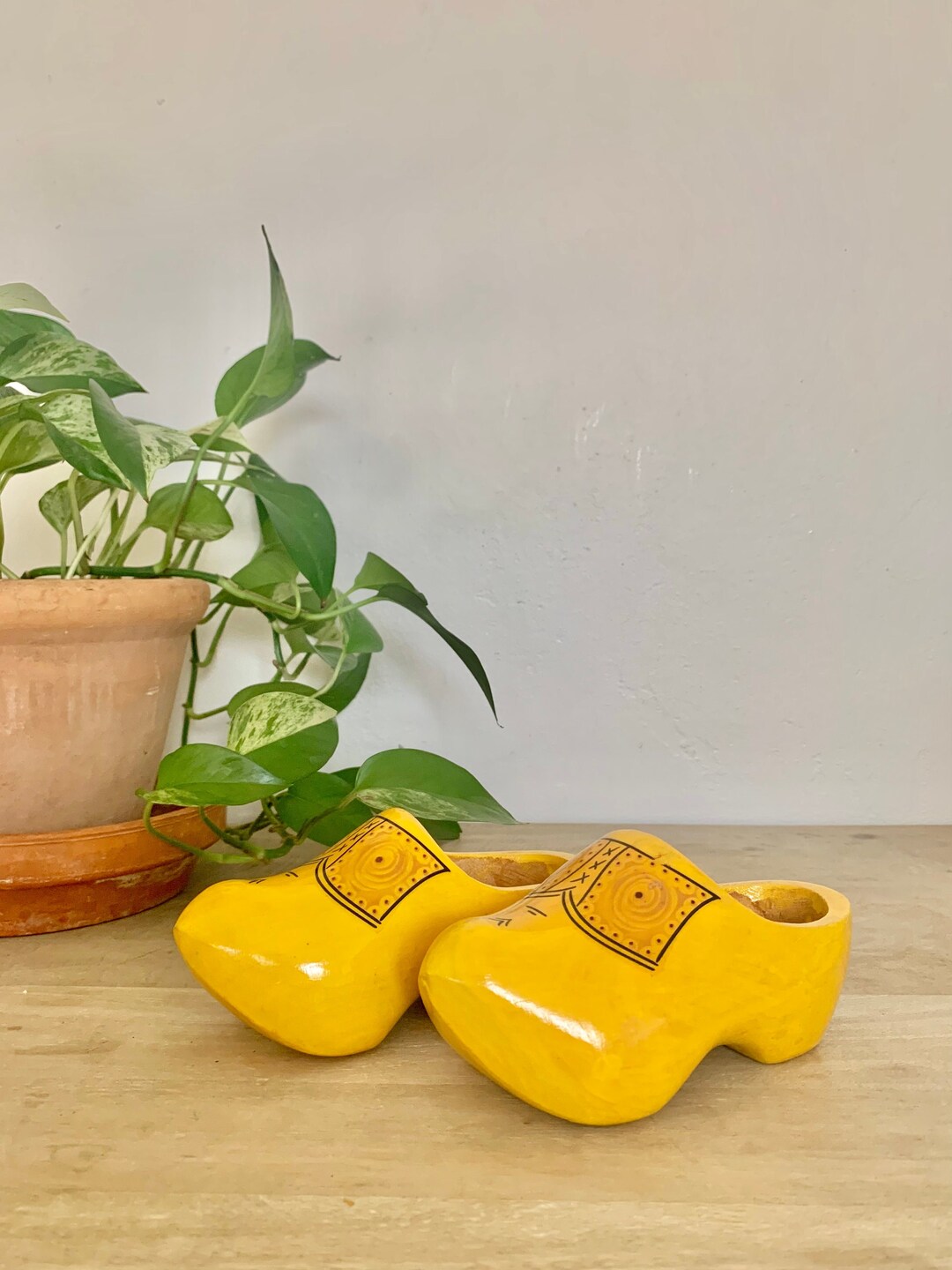 Vintage Yellow Painted Wooden Clogs Mini Clogs, Dutch Decor, Holland - Etsy