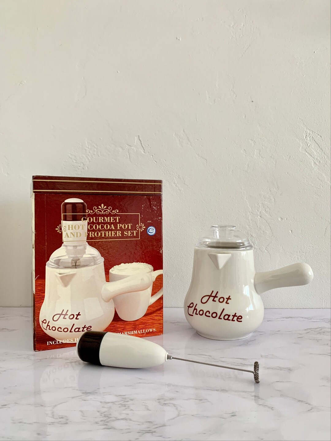 Vintage Hot Chocolate Set Hot Cocoa Pot and Frother Set, Retro ...