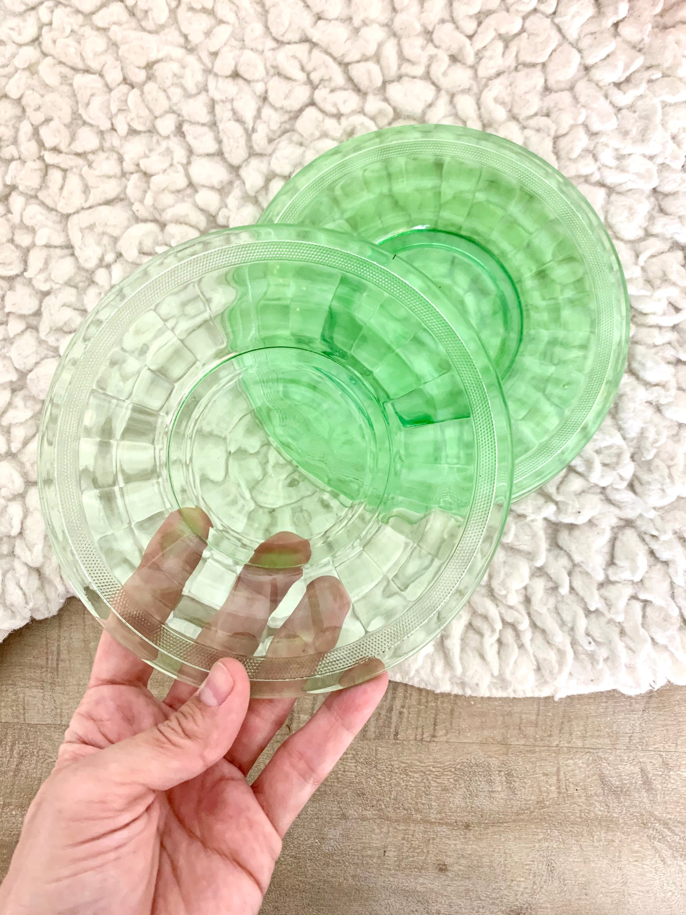 Vintage Green Depression Glass Plates set of 4 Small Glass - Etsy
