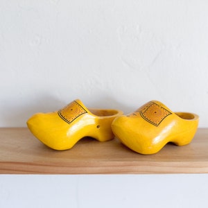 Vintage Yellow Painted Wooden Clogs – Mini Clogs, Dutch Decor, Holland ...