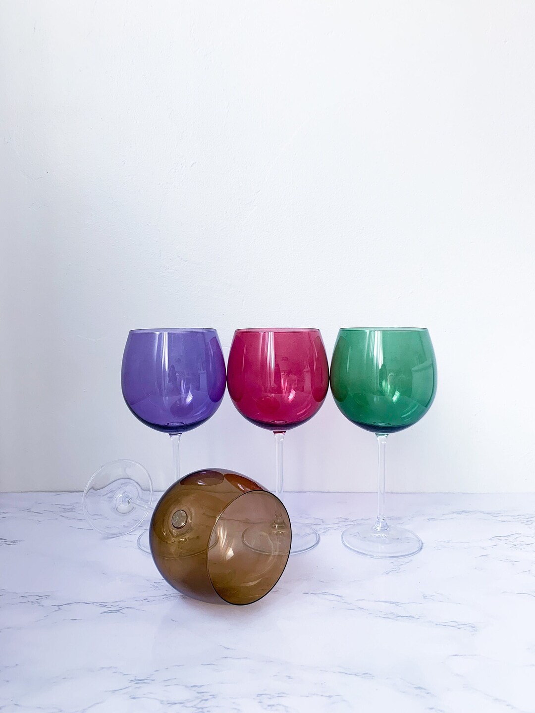 Vintage Multicolor Wine Glasses Set Of 4 Rainbow Etsy