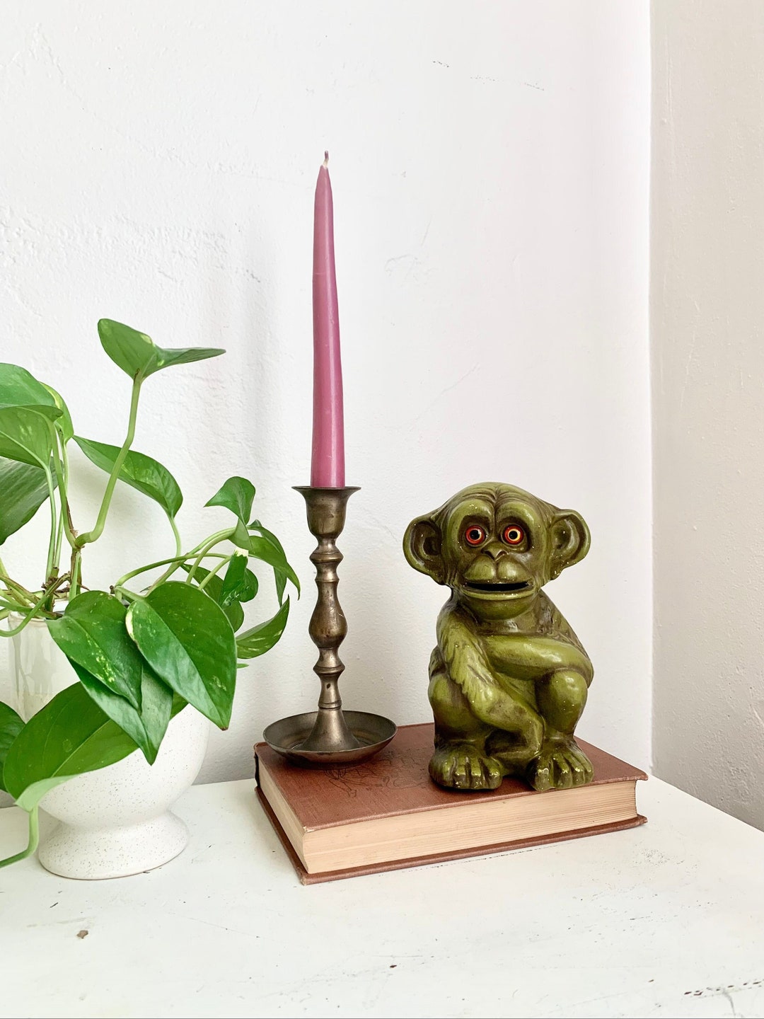 Rare Vintage Haeger Green Monkey Bank Piggy Bank Kids Room - Etsy