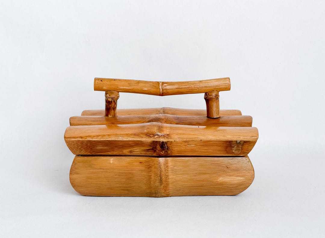 Vintage Bamboo Trinket Box | Wood Jewelry Box, Tropical Decor ...