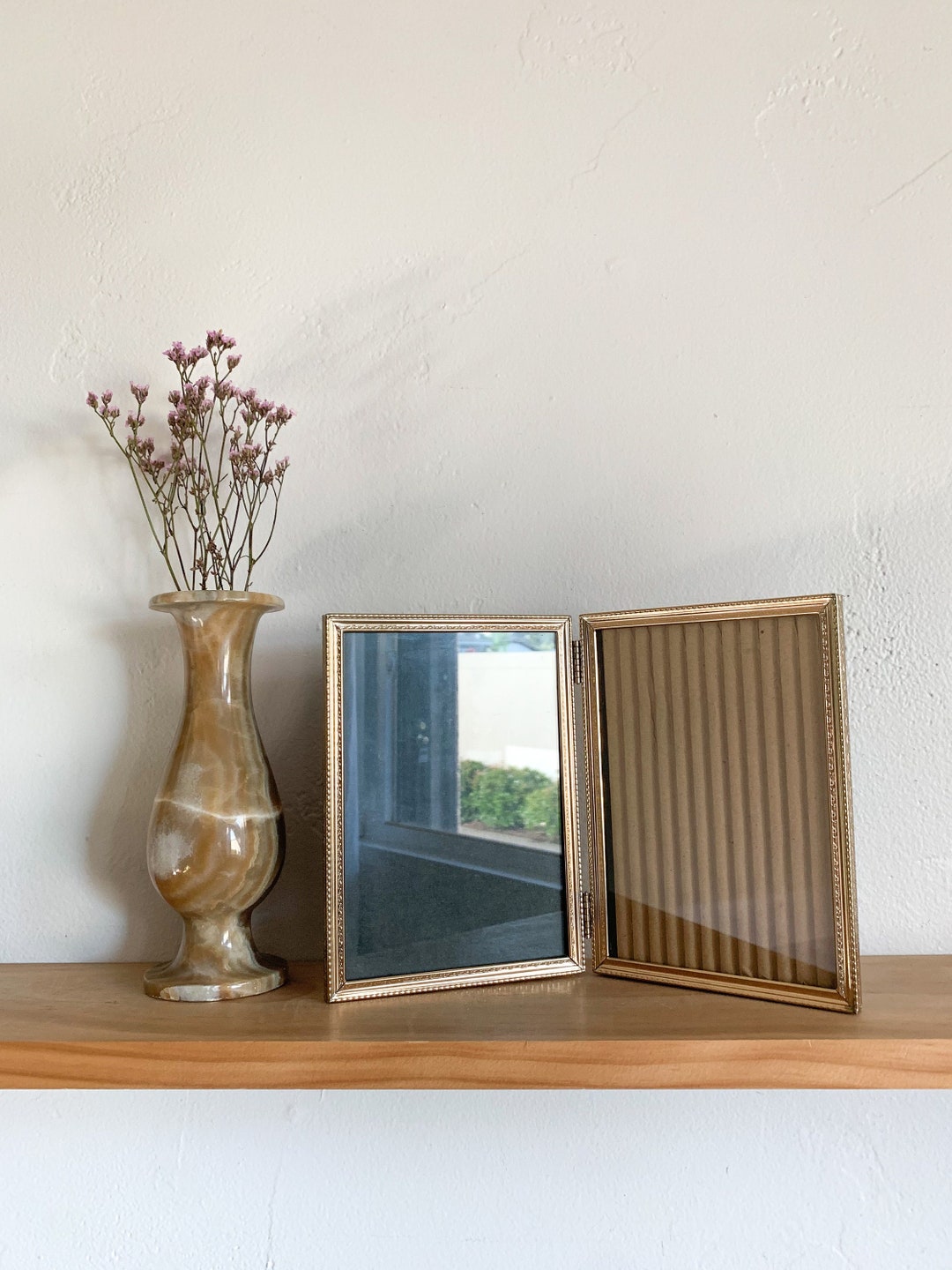 Vintage Brass Bi-fold Double Frame 5x7 Hinged Brass Frame, Gift for Mom ...