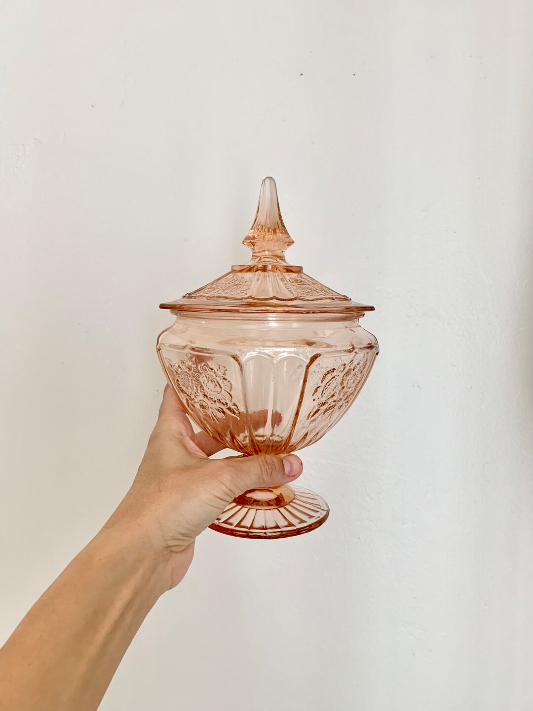 Vintage Pink Depression Glass Candy Dish With Lid Anchor Hocking ...