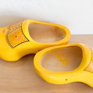 Vintage Yellow Painted Wooden Clogs – Mini Clogs, Dutch Decor, Holland ...