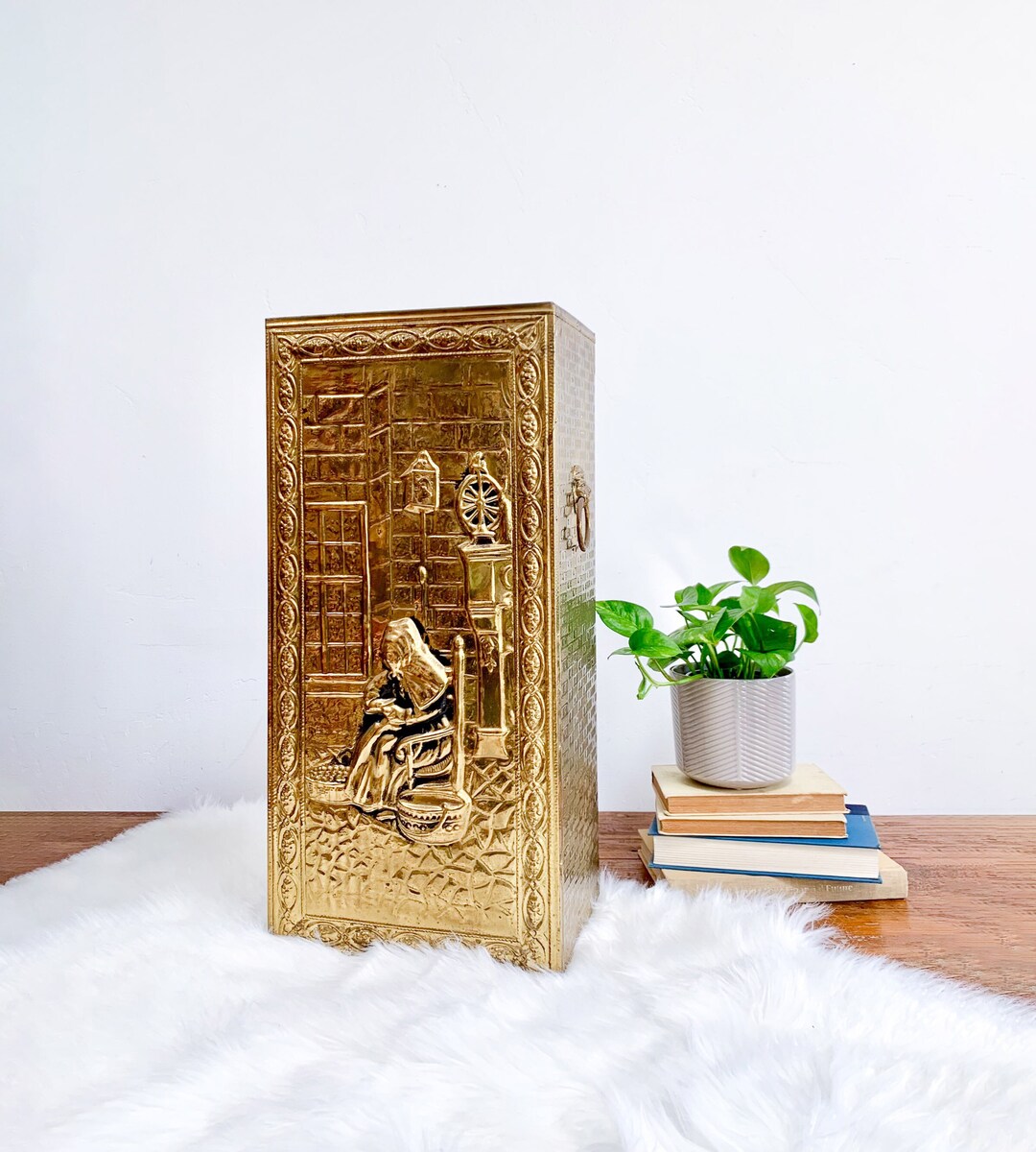 Vintage Brass Fireplace Tool Box With Ash Catcher – Mid Century ...