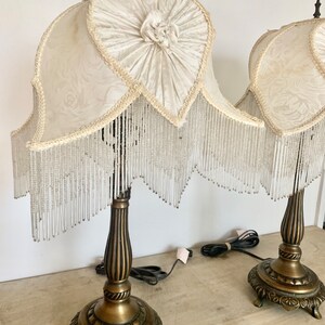 Victorian Style Lamps With Beaded Shades Vintage Lamps Pair, Heart ...