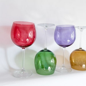 Vintage Multicolor Wine Glasses set of 4 Rainbow Glassware, Colorful ...