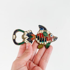 Vintage Brass Enamel Fish Bottle Opener Unique Barware, Rainbow Fish ...