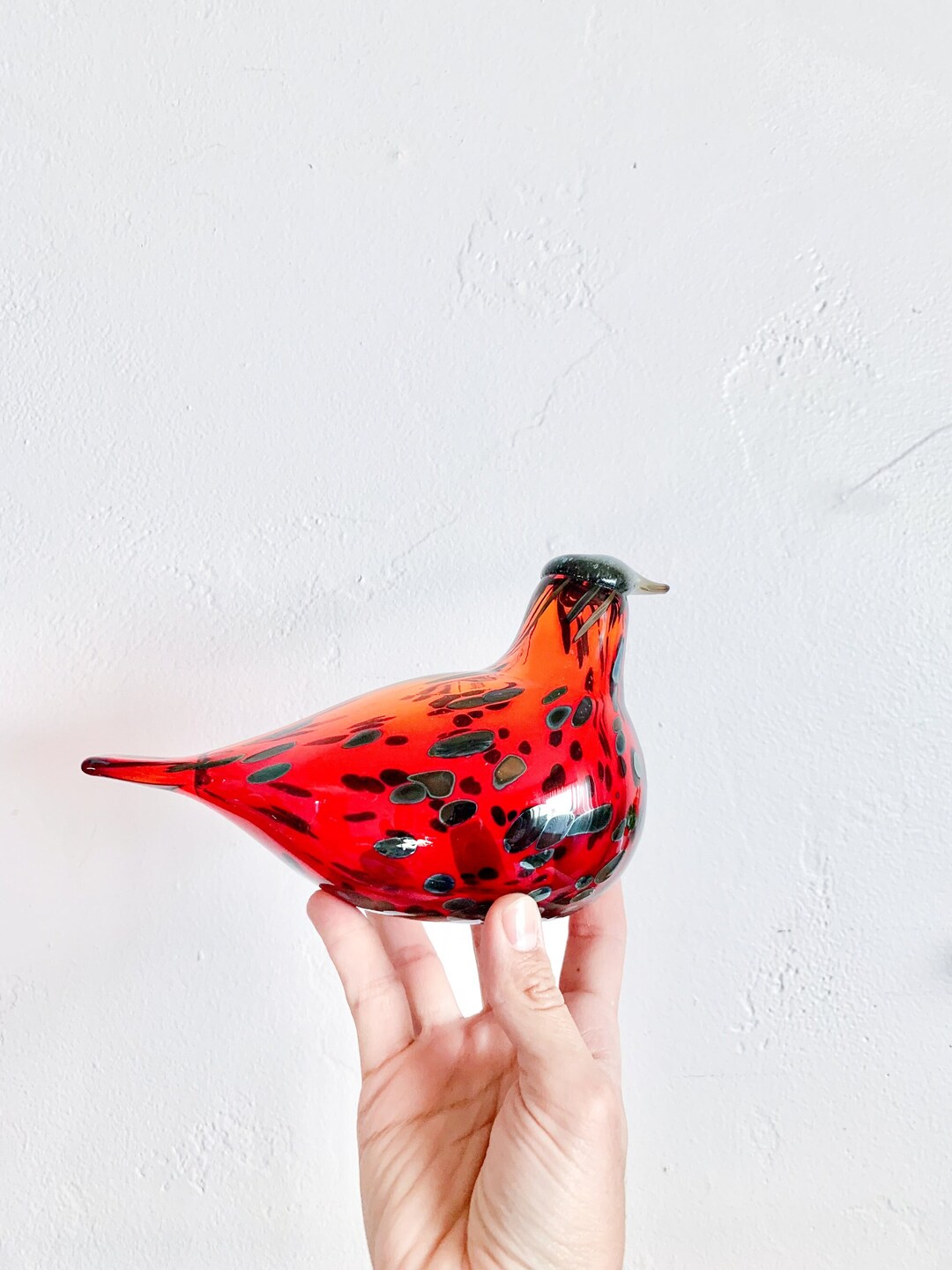 Oiva Toikka Iittala Ruby Glass Bird Finnish Art, Vintage Blown Glass ...