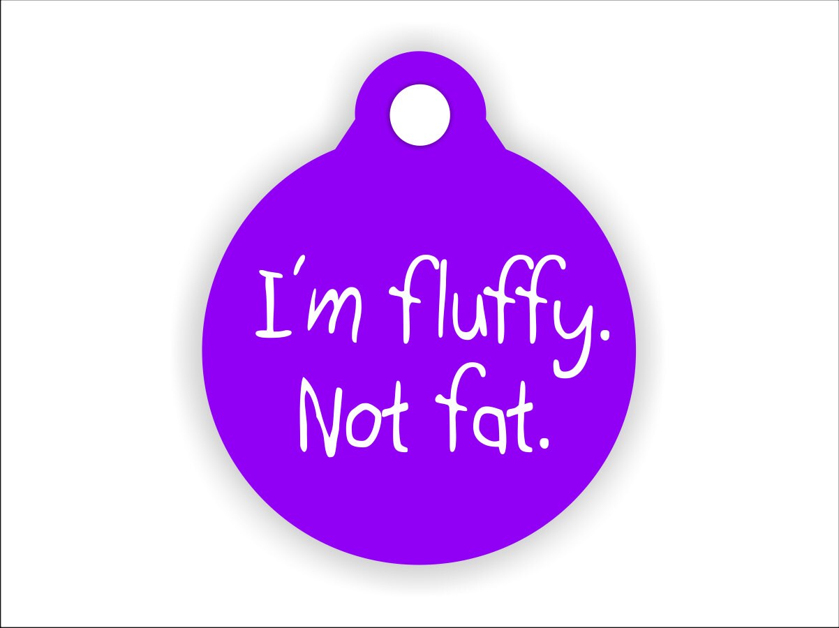 I'm Fluffy Not Fat, Funny Pet Tag, Cat ID Collar, Dog Identification ...