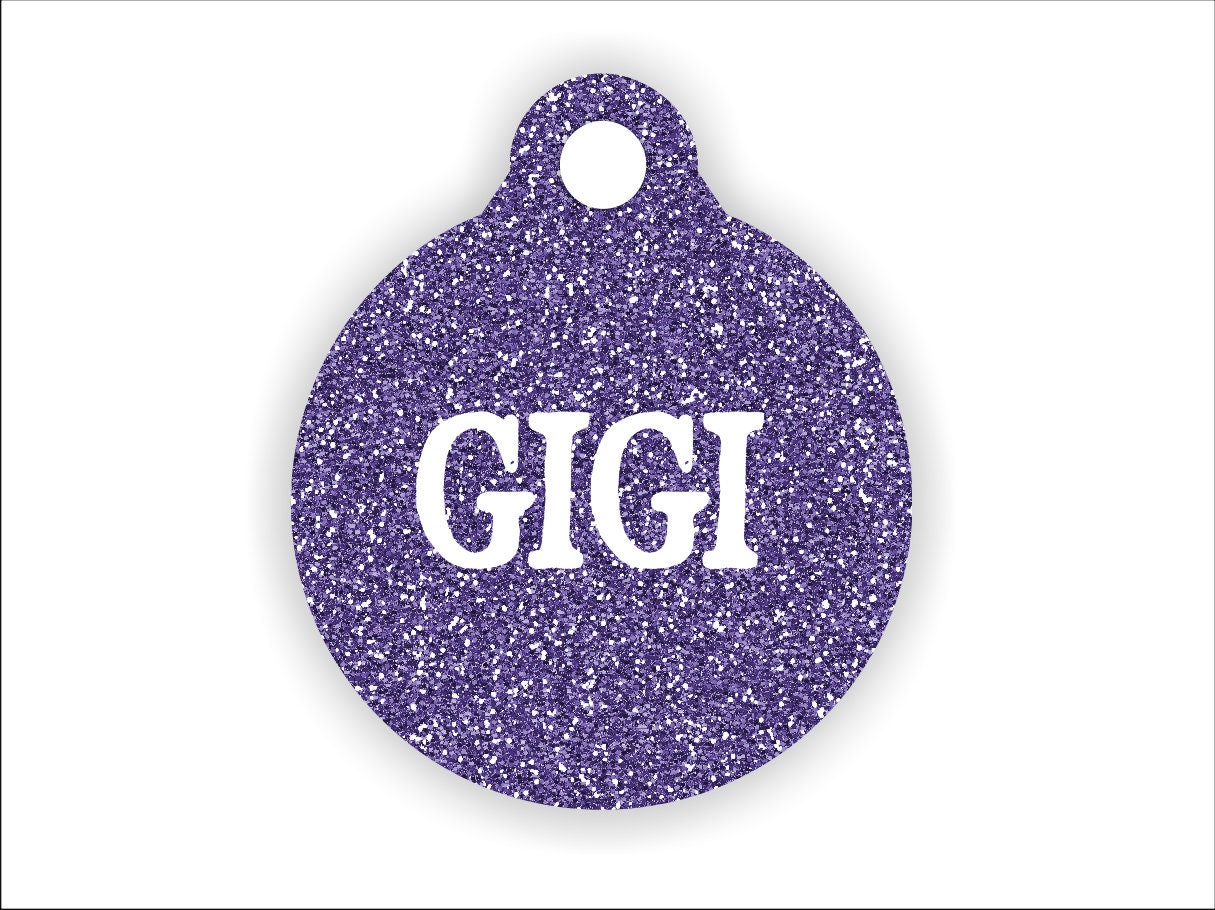 Purple Glitter Pet Tag. Personalized Dog ID Tag. Your Name | Etsy