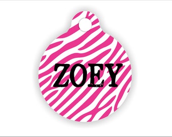Pink Zebra Name Tag - Etsy