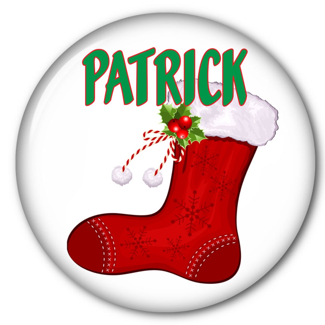 1 PERSONALIZED Christmas Holiday STOCKING BUTTON Pin Back - Etsy