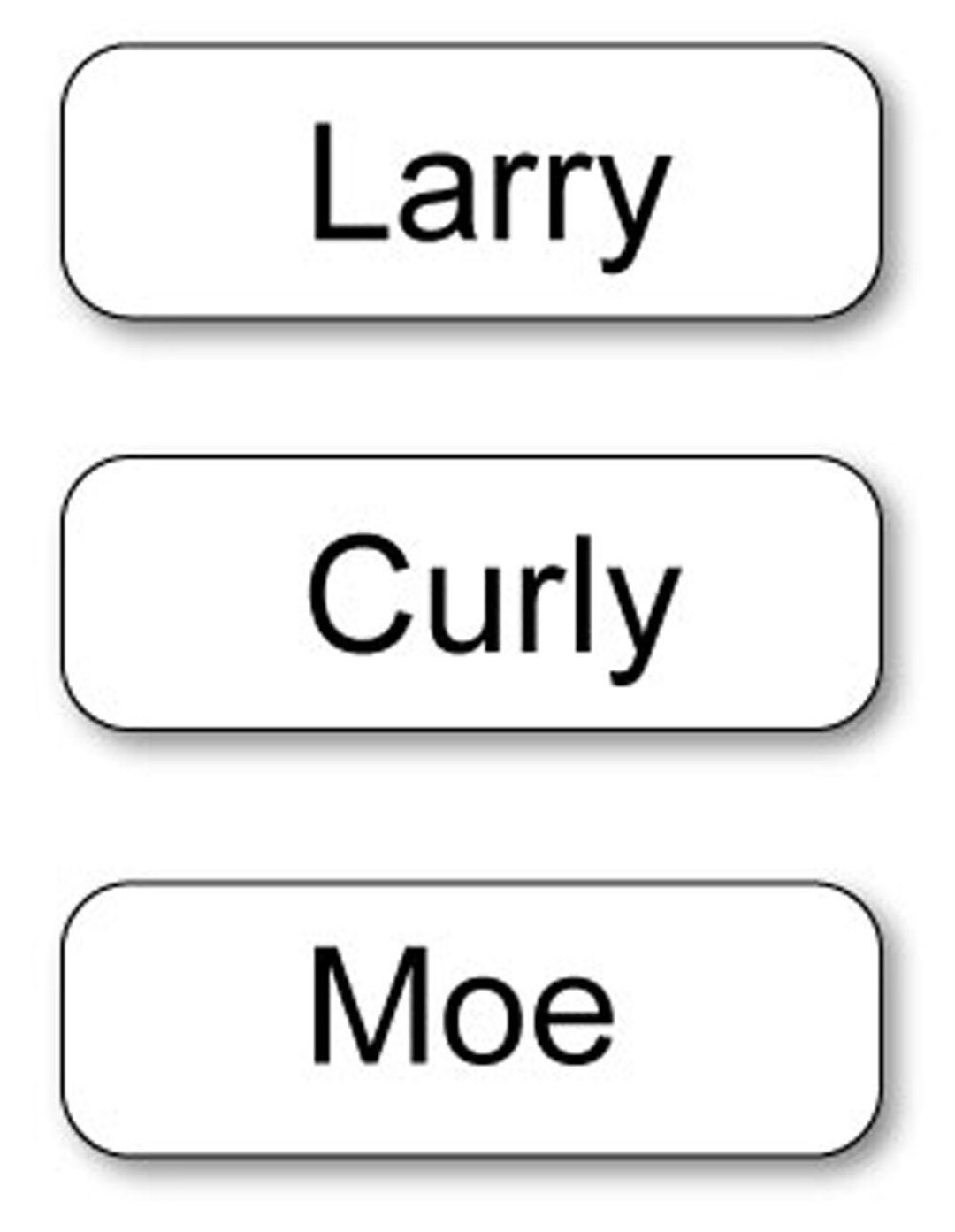 LARRY CURLY And MOE From The Three Stooges Name Badges Tags Etsy LARRY CURLY And MOE From The Three Stooges Name Badges Tags Etsy