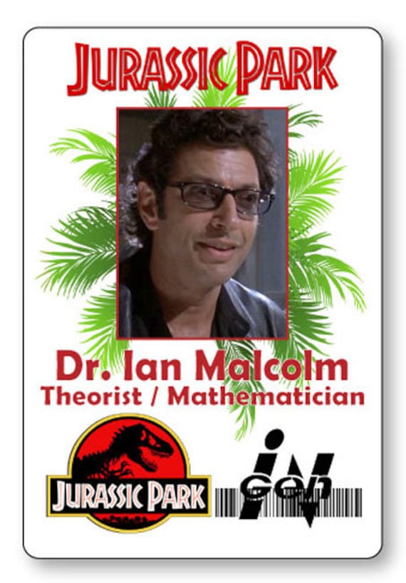 Dr Ian Malcolm From Jurassic Park Name Badge With Pin Fastener Etsy
