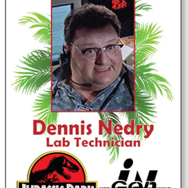 Jurassic Park Badges Dennis Nedry - Etsy
