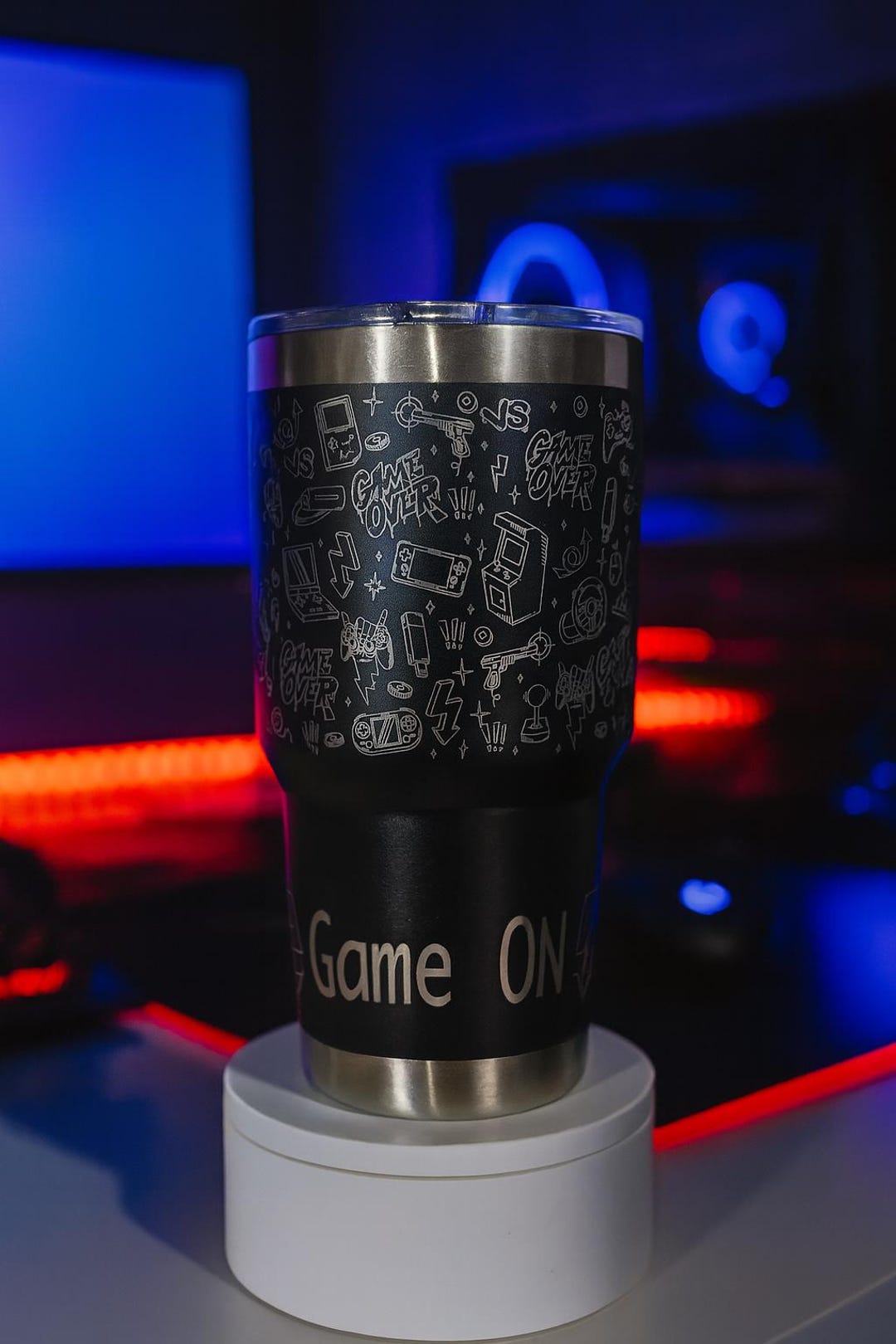 Gamer Tumbler Engraved Game Over 40 Oz Cup Personalized Gaming Travel ...