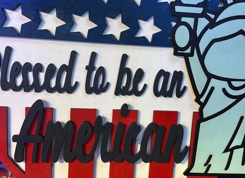 Lady Liberty Sign SVG Americana Sign Blessed to Be an American Sign ...