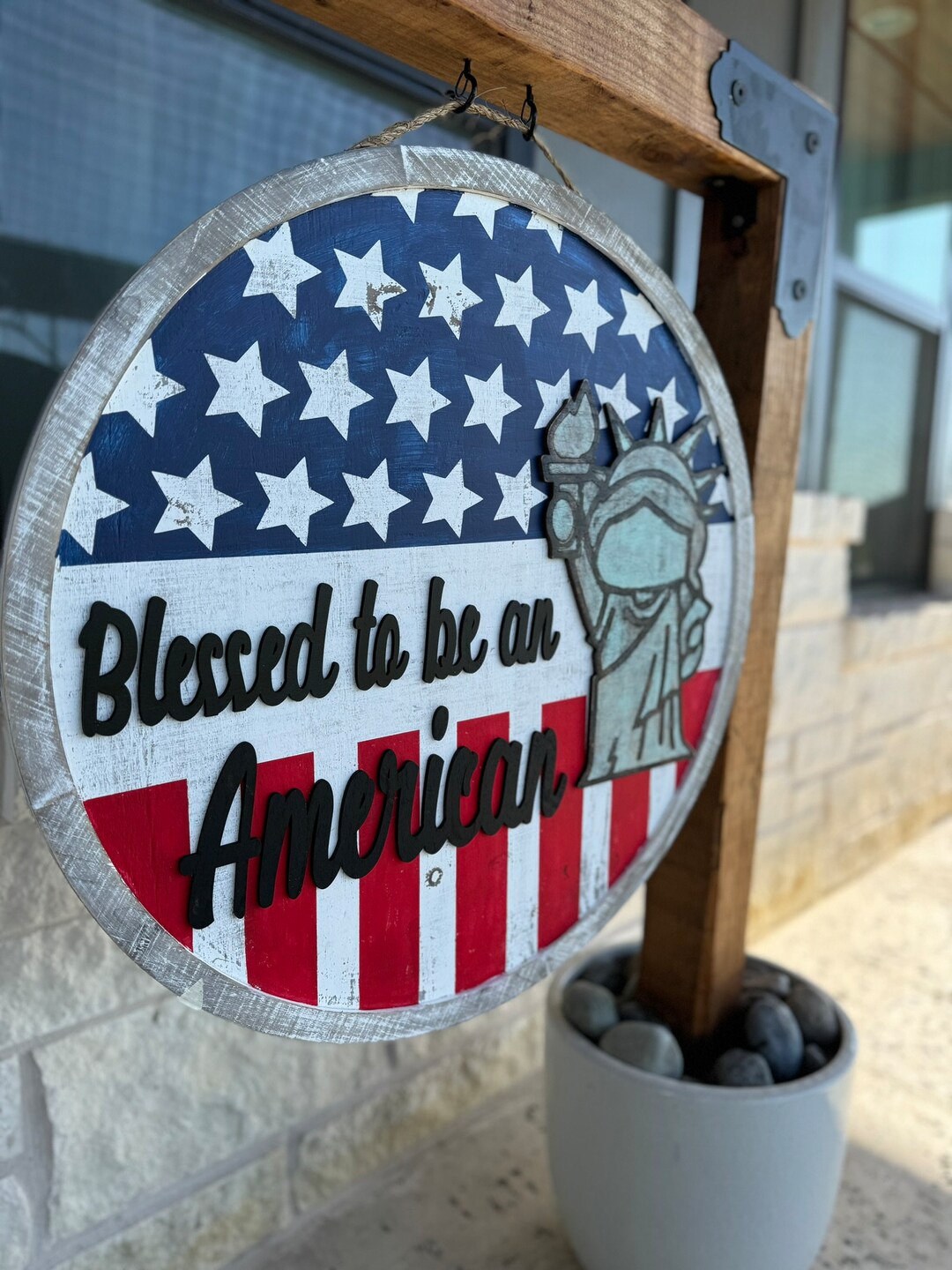 Lady Liberty Sign SVG Americana Sign Blessed to Be an American Sign ...