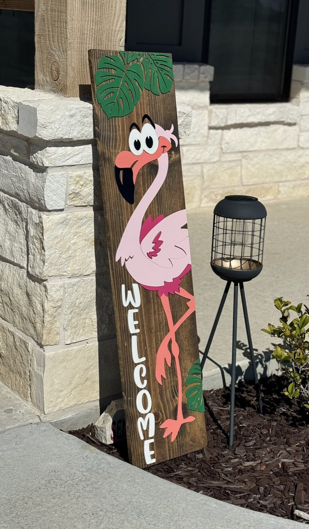 Flamingo Porch Leaner, Funny Flamingo, Layered Porch Sign, Summer Porch ...