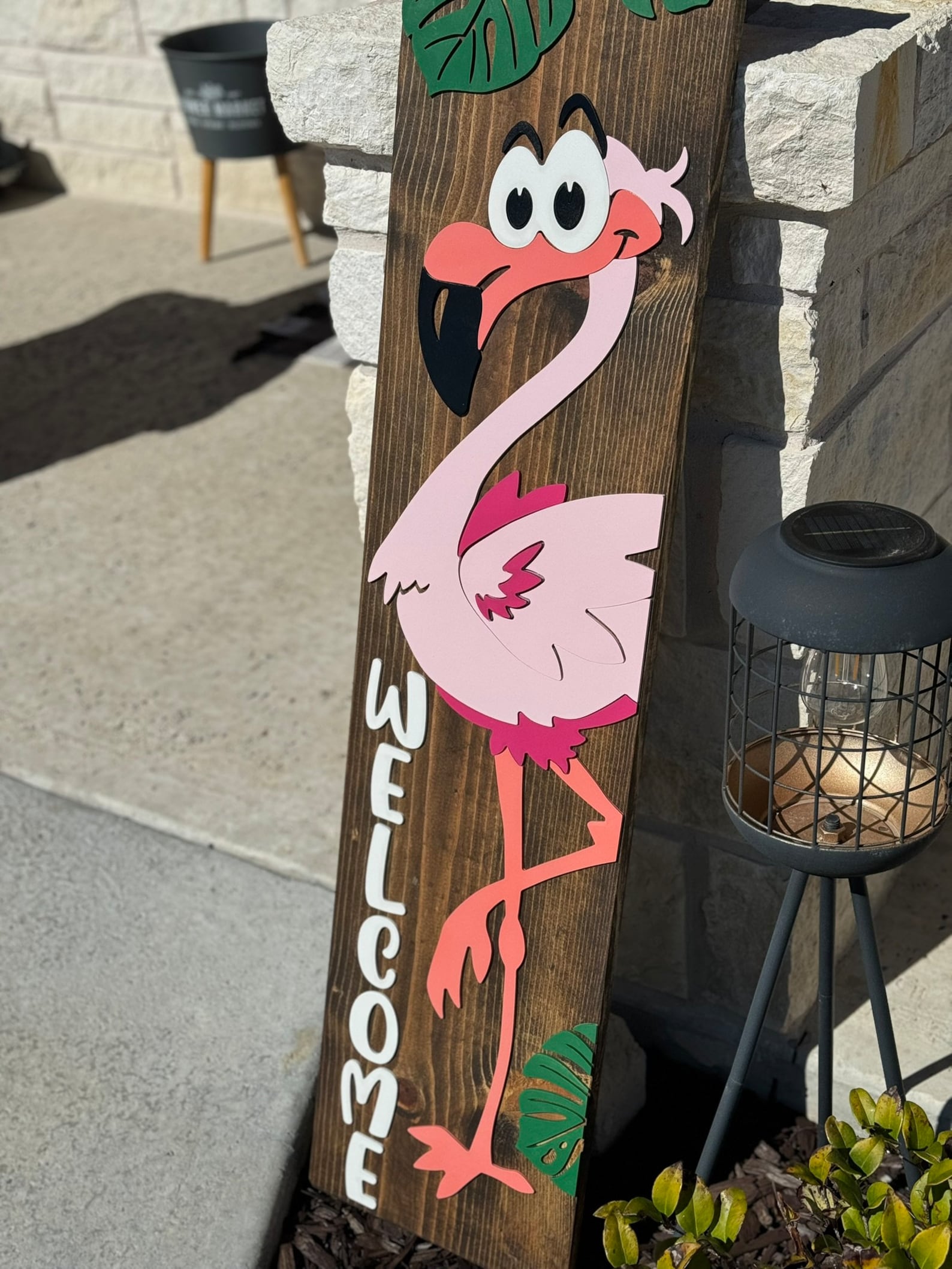 Flamingo Porch Leaner, Funny Flamingo, Layered Porch Sign, Summer Porch ...