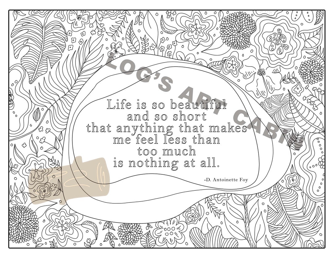Life is Beautiful Coloring Page - Etsy