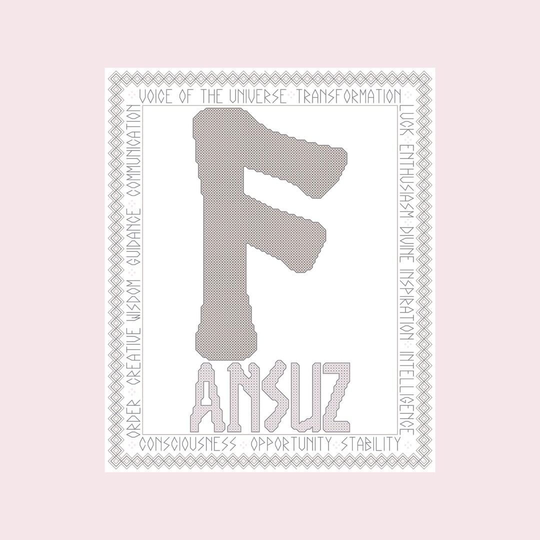 Ancient Rune Cross Stitch Pattern - Ansuz for Wisdom, Communication ...