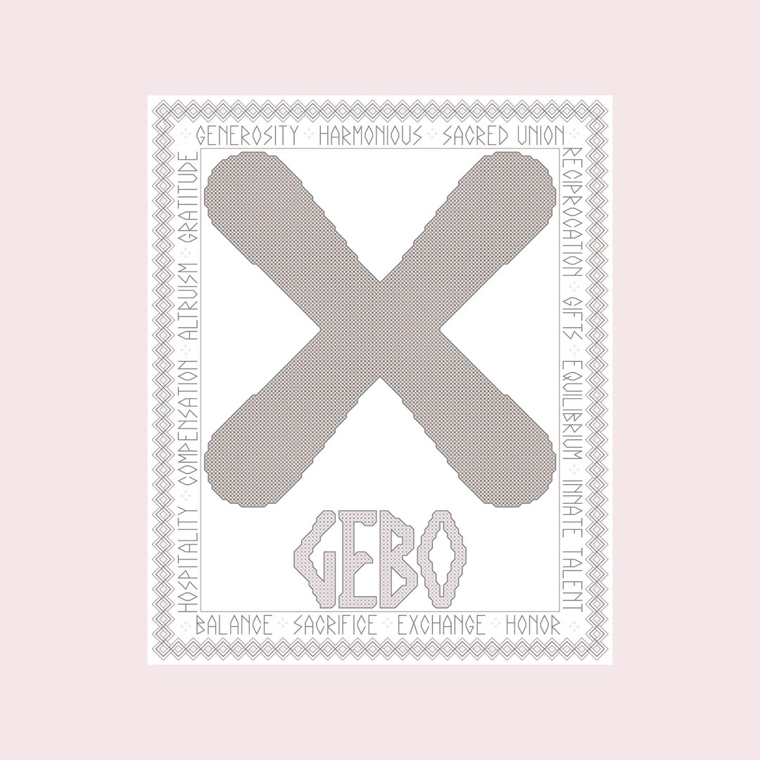 Ancient Rune Cross Stitch Pattern - Gebo for Gifts, Partnerships, and ...