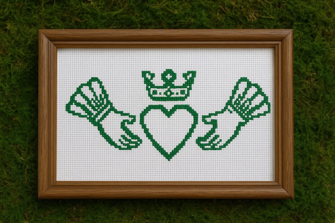 Claddagh Cross Stitch Pattern – Irish Love & Friendship Symbol (PDF ...