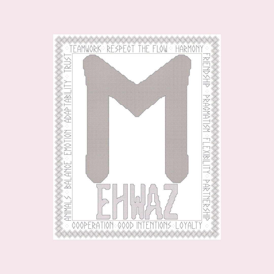 Ancient Rune Cross Stitch Pattern - Ehwaz for Movement, Progress ...