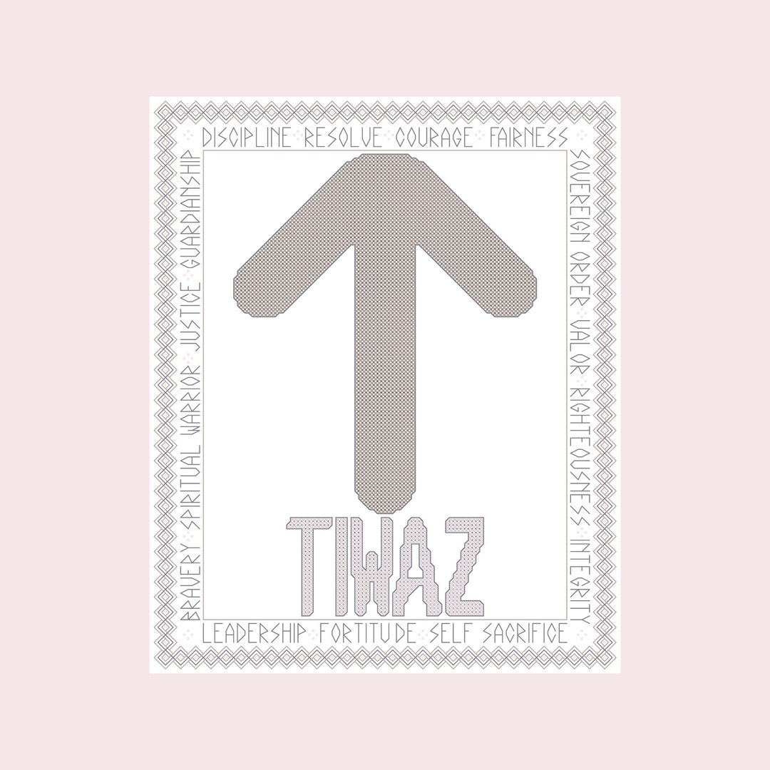 Tiwaz Ancient Rune Cross Stitch Pattern – Justice, Victory, Honor ...