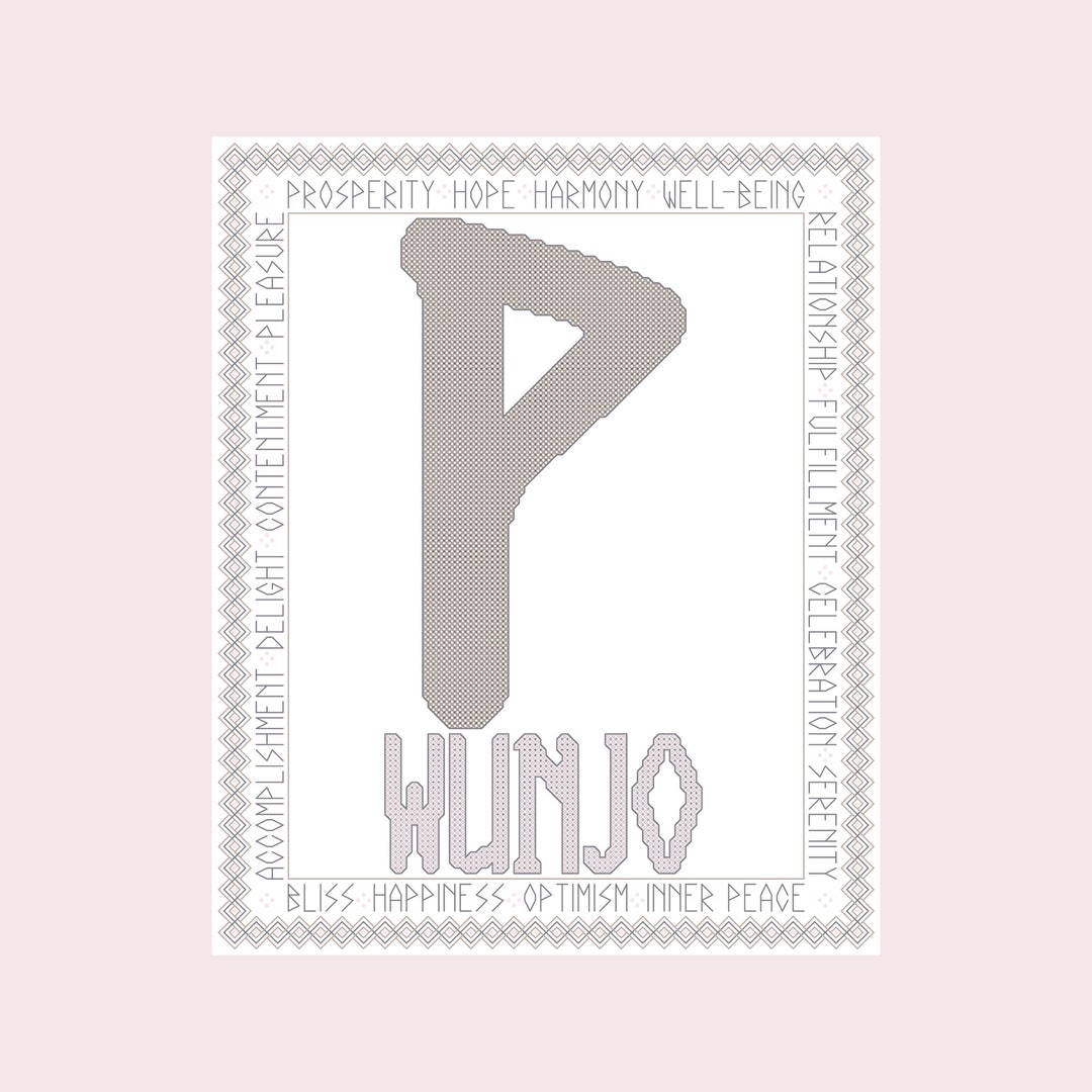 Ancient Rune Cross Stitch Pattern - Wunjo for Joy, Harmony, and Success ...