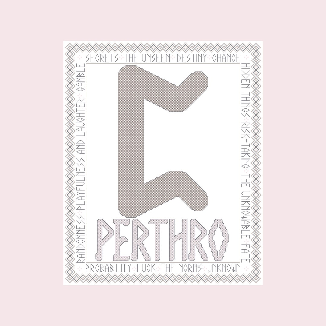 Ancient Rune Cross Stitch Pattern - Perthro for Mystery, Fate, and ...